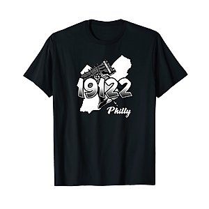 Philadelphia Silhouette with Zip Code 19122 and Liberty Bell T-Shirt