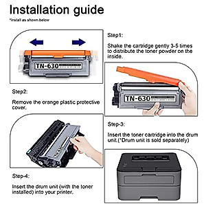 TN-630 TN630 Toner Cartridge: 2-Pack Black Compatible for Brother TN 630 Toner Replacement for HL-L2360DW L2320D L2380DW MFC-L2685DW L2680W DCP-L2520DW L2540DW Printer