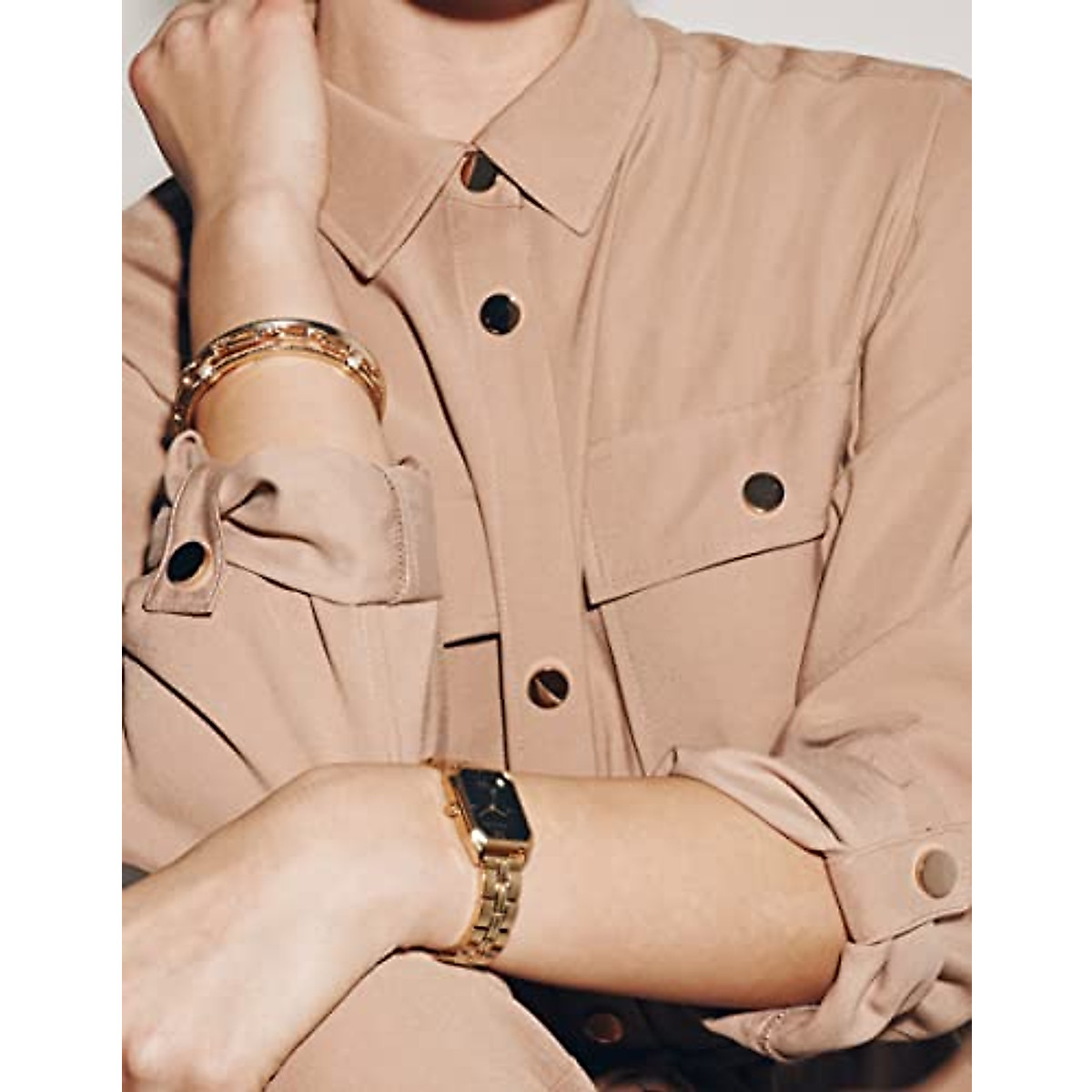 Anne Klein Women's Japanese Quartz Dress Watch with Metal Strap, Gold, 14 (Model: AK/3774BKGB)