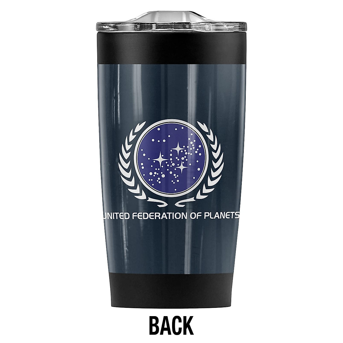 Star Trek United Federation of Planets Stainless Steel Tumbler 20 oz Coffee Travel Mug/Cup, Vacuum Insulated & Double Wall with Leakproof Sliding Lid | Great for Hot Drinks and Cold Beverages