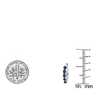 Dazzlingrock Collection Round Lab Created Blue Sapphire Five Stone Hinged Post Huggies Hoop Earrings for Women in 14K White Gold