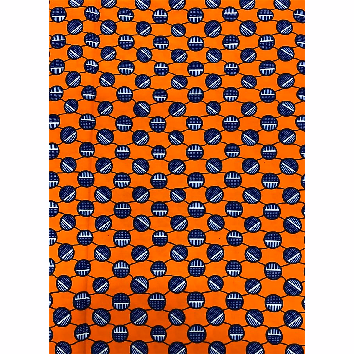 African Guaranteed Wax Block Prints Fabric/African Ankara Wrapper Fabric Wax Fabrics /-Sell by 6 Yards-100% Cotton-for Dresses- Orange, Blue, White, Black