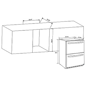 HCK 24 inch Dual Zone Refrigerator, Weather Proof Design Indoor and Outdoor Under Counter Drawer Built-in Beverage and Wine Fridge for Home and Commercial Use, Stainless Steel