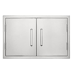 WAFIET Double BBQ Access Door, 33W x 22H Inch Outdoor Kitchen Doors 304 Stainless Steel Cabinets Double Grill Door for BBQ Island Grilling Station Outside Cabinet