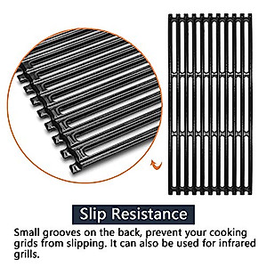 Hongso 18 1/4 inch Coated Cast Iron Grill Grates for Charbroil 463241013, 463241014, 466241013, 463243812, 466241014, 463270612, G526-0007-W1, Tru-Infrared 2 Burner Grills, PCB007