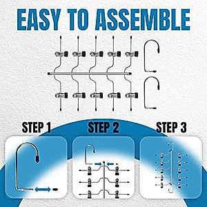 5 Tier Metal Skirt Hangers for Women, Pants Hanger Space Saving with Non Slip Adjustable Clips,Durable Heavy Duty Trouser Hangers for Jeans, Slacks, Shorts - 2 Pack
