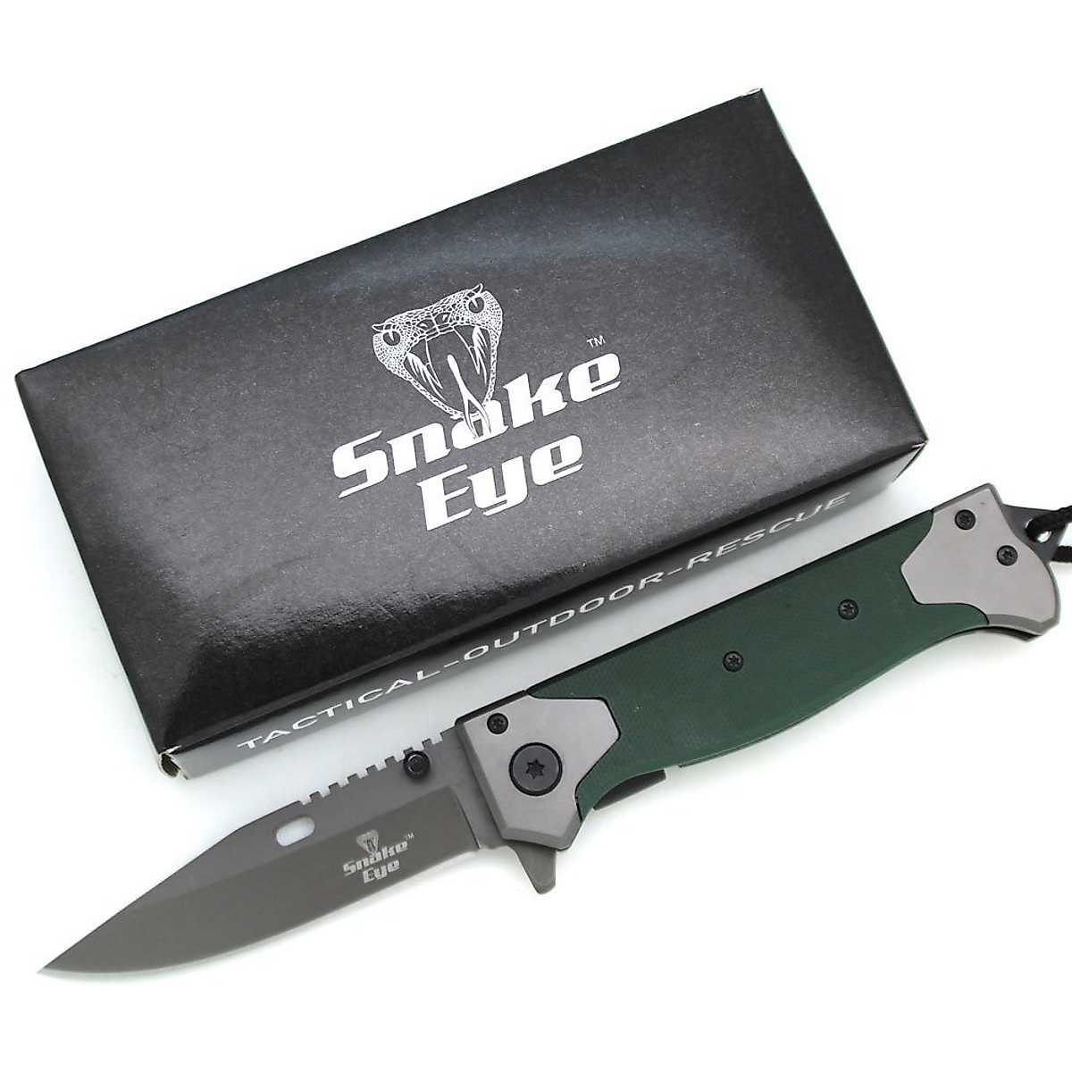 Snake Eye Tactical Heavy Duty Every Day Carry Pocket Folding Knife With Sheath (Green)