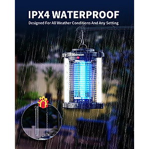 Minimoon Bug Zapper Outdoor, Upgraded Mosquito Zapper with Dual LED Light, 4200V Fly Zapper, 15W Electric Fly Traps Outdoor, IPX4, 8.2Ft Cord, Insect Trap for Yard, Backyard, Patio