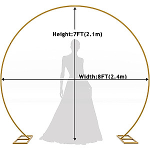 Wokceer Round Backdrop Stand 8FT Gold Wedding Arch Metal Circle Balloon Arch Stand for Birthday Party Wedding Bridal Shower Anniversary Ceremony Candy Tables Decoration