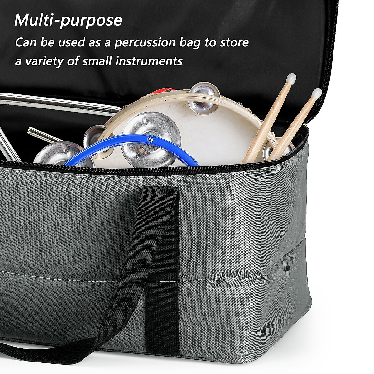 YOUEON Bongo Drum Bag with Carrying Grip, 18 Inch Standard Size Padded Bongo Gig Bag Bass Drum Fabric Bag with Dense Protective Interior Padding, Grey