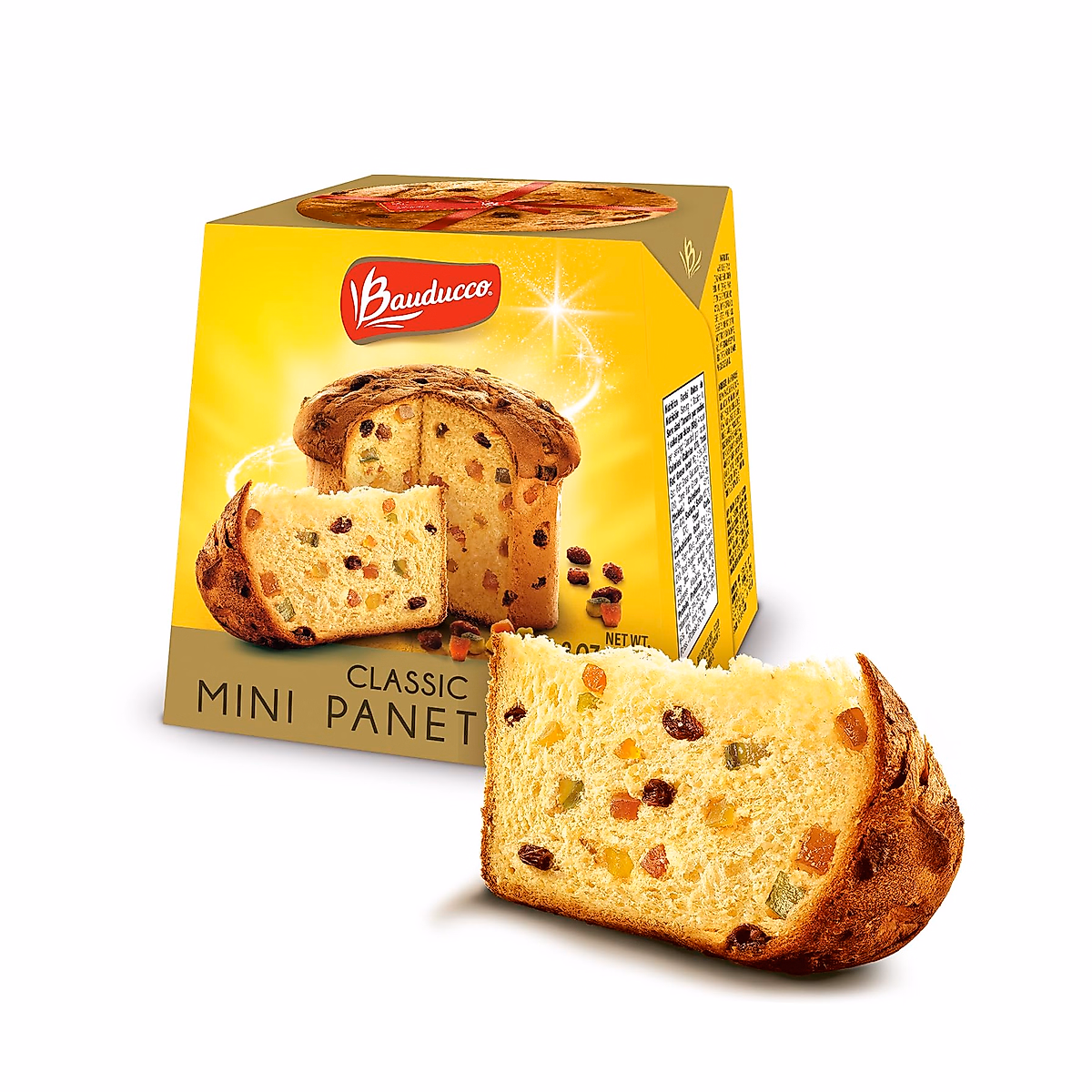 Bauducco Mini Panettone - Moist & Fresh Holiday Cake - Traditional Italian Recipe With Candied Fruit & Raisins - 2.8oz
