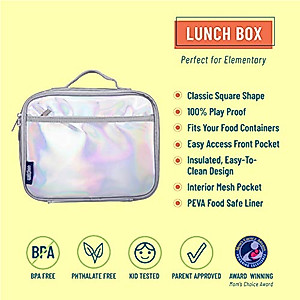 Wildkin Kids Insulated Lunch Box Bag for Boys & Girls, Reusable Kids Lunch Box is Perfect for Elementary, Ideal Size for Packing Hot or Cold Snacks for School & Travel Bento Bags (Holographic)