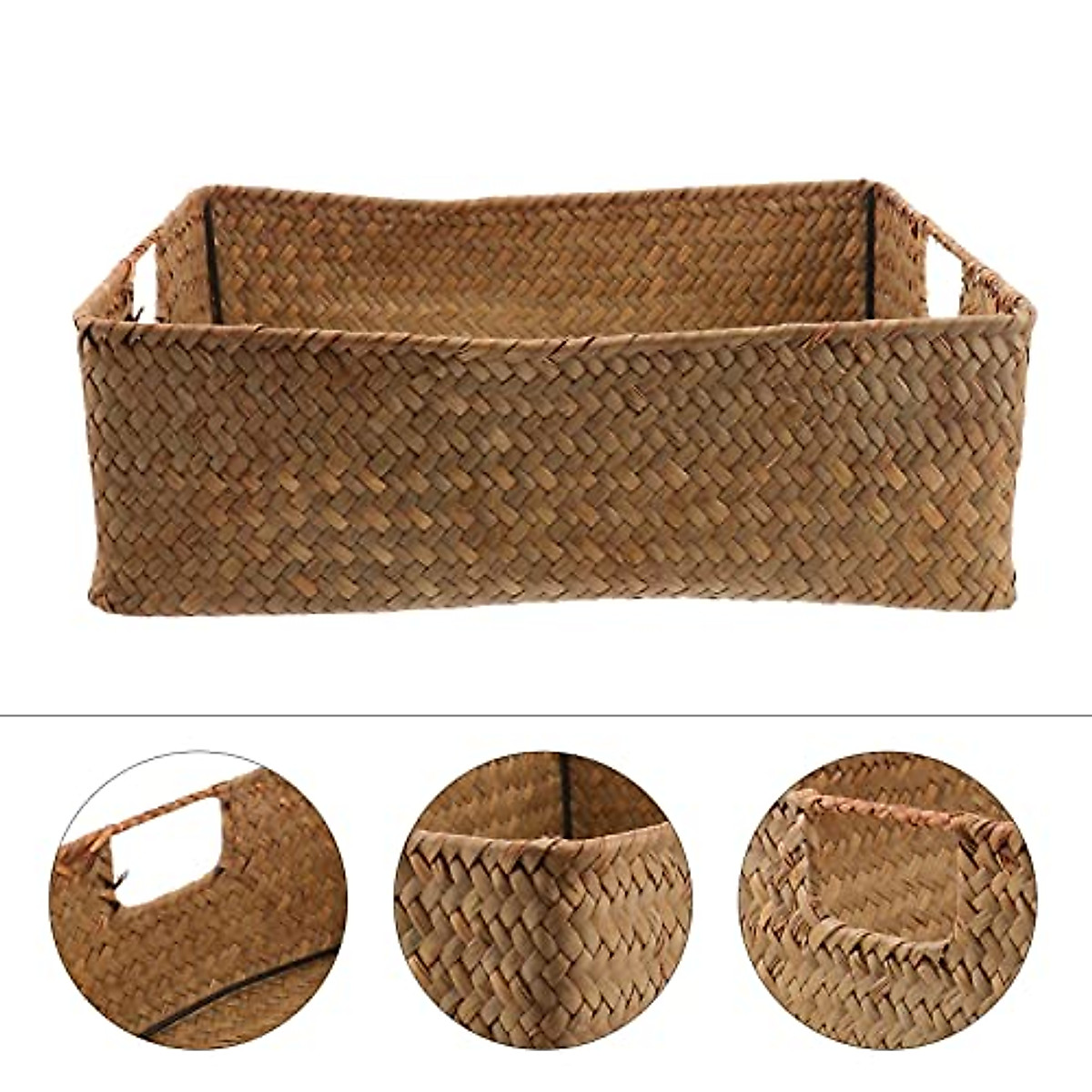 PartyKindom Woven Baskets for Storage, Storage Baskets for Organizing, Water Hyacinth Storage Baskets for Bedroom Living Room Pantry Shelf Closet