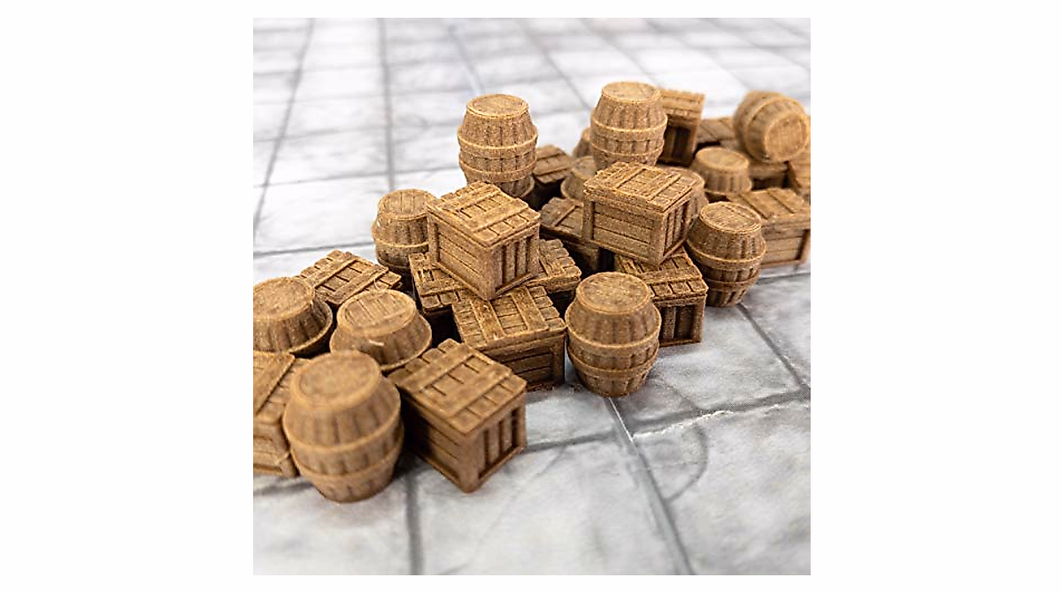 Extruded Gaming D&D Crates & Barrels - Ready to Play Terrain