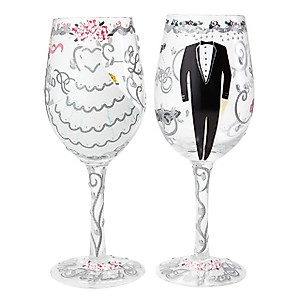 Enesco Designs by Lolita Wine Glass, Bride & Groom Set os 2, 15 oz