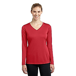 SPORT-TEK Women's Long Sleeve V Neck PosiCharge Competitor Tee XL True Red