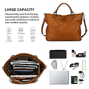 Kattee Women's Soft Genuine Leather Tote Bag, Top Satchel Purses and Handbags