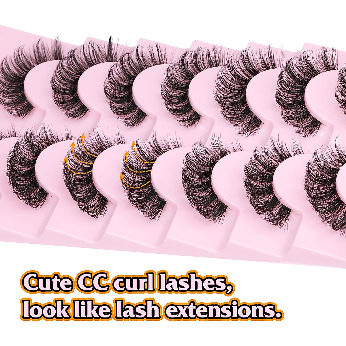 Lashes Natural Look False Eyelashes D Curl 16mm Lashes 3D Wispy Faux Mink Eyelashes with Clear Band Fake Eye lashes 7 Pairs by Goddvenus
