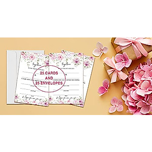 ZEDEV Floral Wedding Invitation Cards - Invite Cardstock for Wedding Parties Receptions - 25 Cards and 25 Envelopes (together-017)