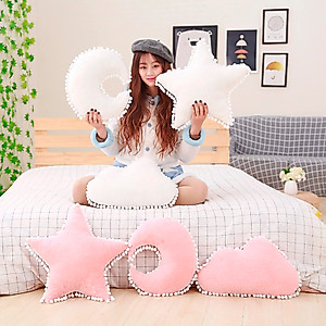 elfishgo Creative Star Moon and Cloud Plush Pillows Stuffed Toys (White, Star)
