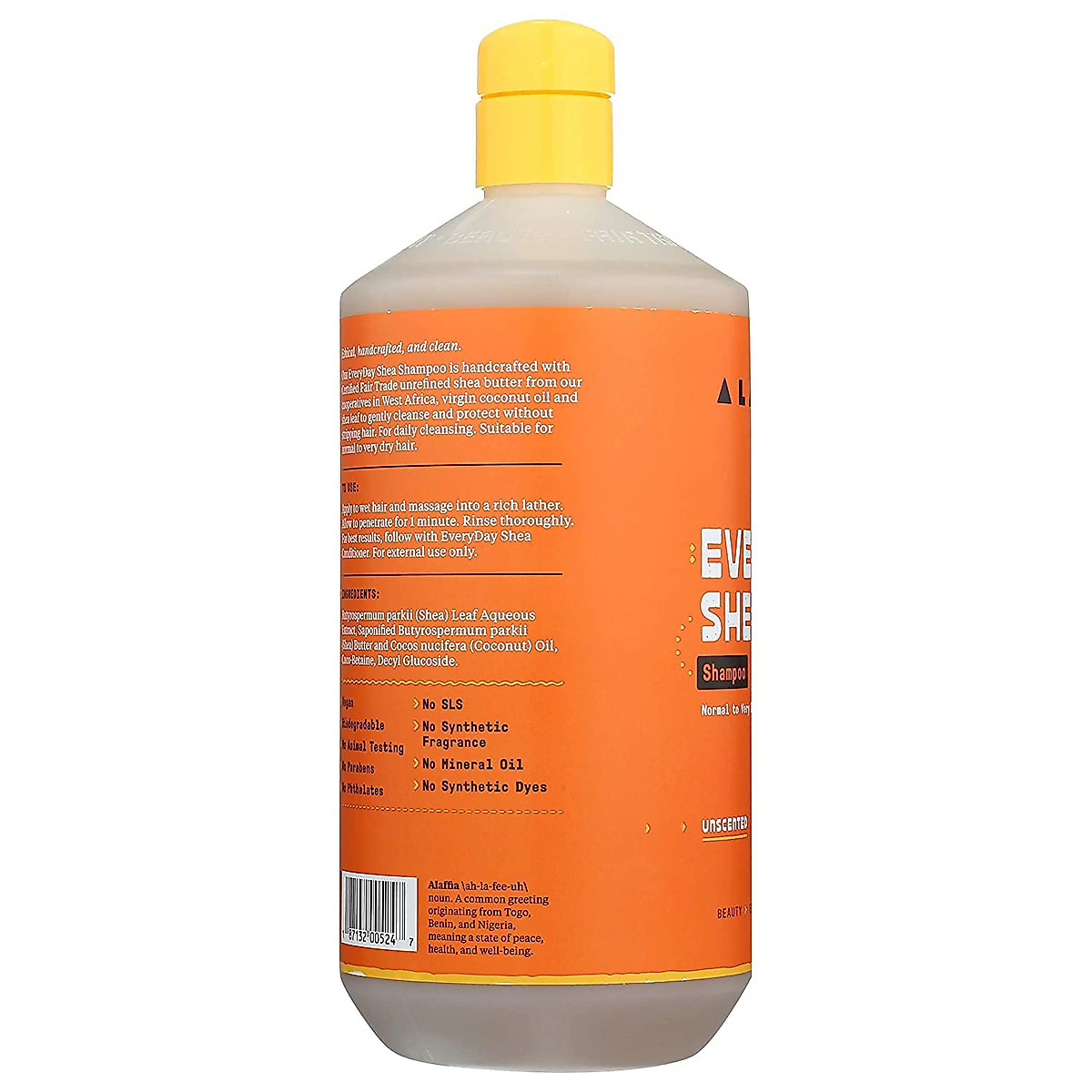 Alaffia EveryDay Shea Shampoo, Unscented, Gentle Cleansing Shampoo for Normal to Dry Hair. Made with Fair Trade Unrefined Shea Butter, No Parabens or Phthalates, 32 fl oz