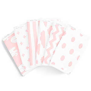 BaeBae Goods Burp Cloths for Baby Girl - Ultra Absorbent Burping Rags - Anti Shrink Unisex Burpy Clothes - Super Soft Jersey Cotton, Large 21"x10" - Thick for Newborn Cloth Diapers - 6 Pack