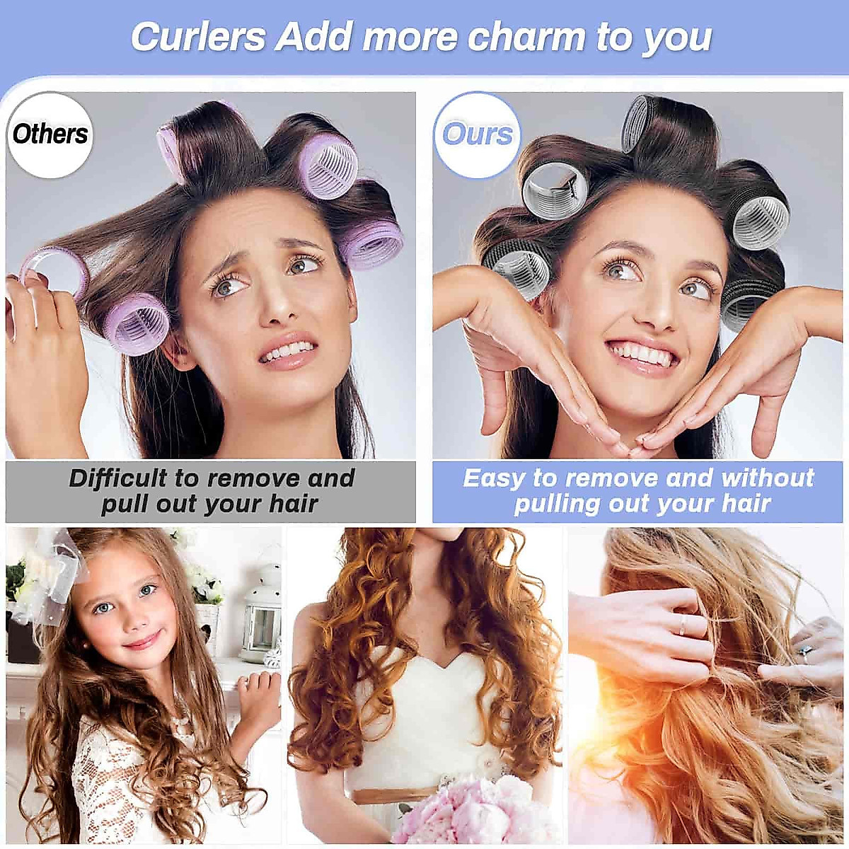 Selizo Hair Roller 28 Pcs Set, Includes 16Pcs Self-Grip Hair Rollers in 4 Sizes and 12Pcs Hair Clips for Long Medium Short Hair Volume