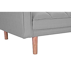 Lambgier Futon Sofa Bed, Mid-Century Modern Convertible Couch Loveseat Sleeper for Small Space (Light Grey)