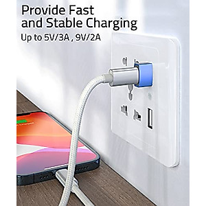 Syntech USB C Female to USB A Male Adapter 3 Pack, Type C Charger Cable Power Adapter Compatible with iPad Air 6, iPhone 13/12 Pro Max, Apple Watch S7, Samsung Galaxy S20 etc Blue