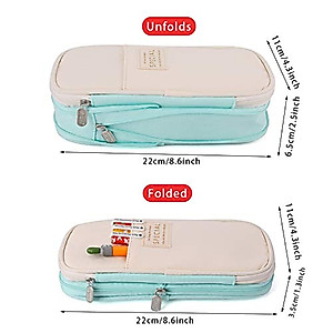 iSuperb Foldable Pencil Case Zipper Big Capacity Canvas Pencil Pouch Stationery Organizers Pen Bag Compartments Cosmetic Makeup Bags for Women