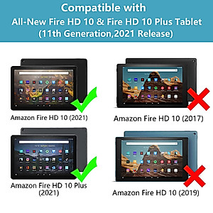 FQTBCEARI Case for All-New Amazon Fire HD 10/Fire HD 10 Plus Tablet (11th Generation, 2021 Release), Slim PU Leather Cover with Card Slot & Pencil Holder, Colorful Dog Paw Print