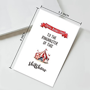 Ogeby Funny Boss’s Day Card Gifts for Boss Women Men, Cute Boss Day Card for Him Her, Boss Appreciation Card from Employee Staff, Ringmaster of This Shitshow