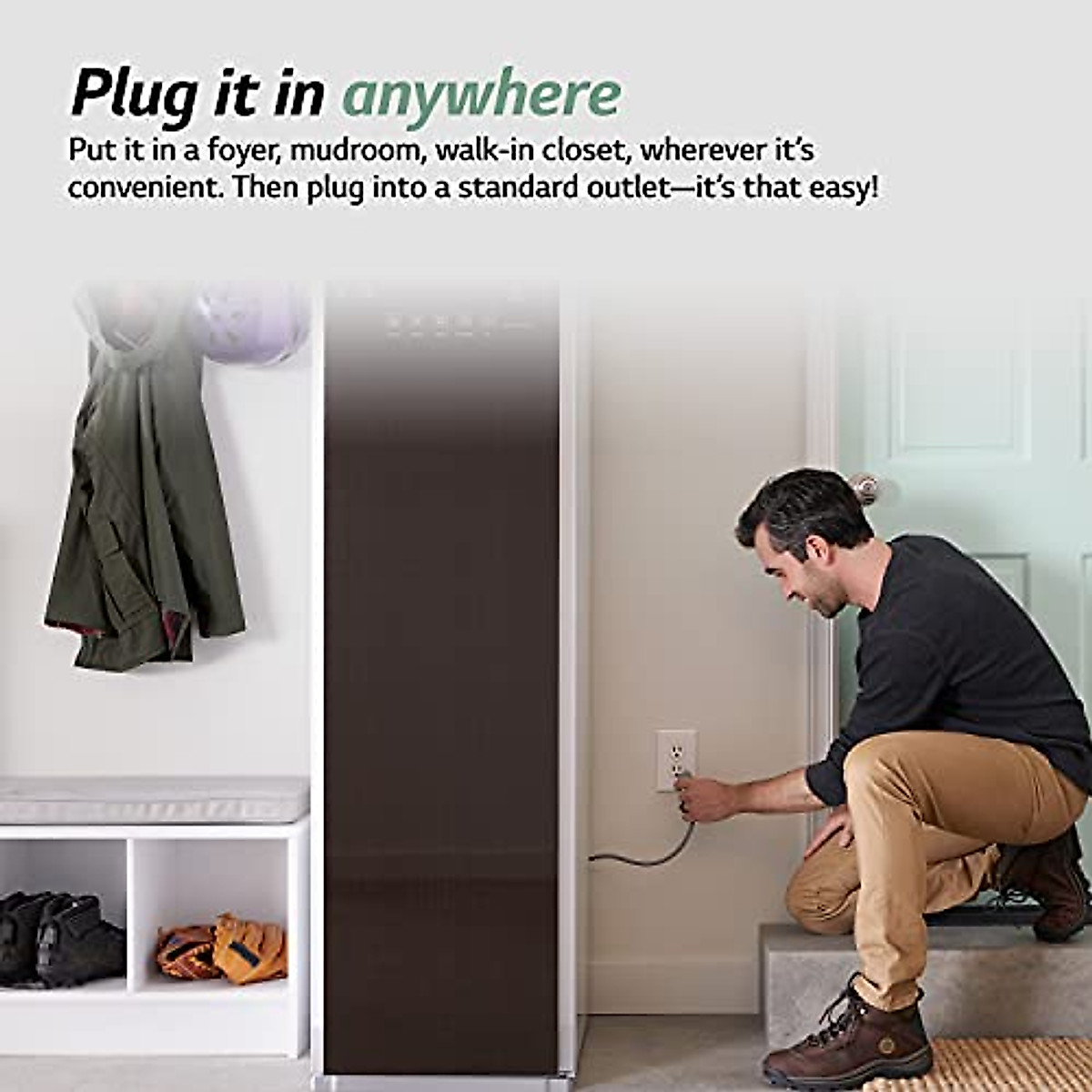 LG Styler Steam Closet | Clothes Steamer for Garments and Household Item Care | Sanitize, Deodorize, Freshen & Dry with Steam Technology & Moving Hangers| Easy Install | Wi-Fi enabled| Espresso