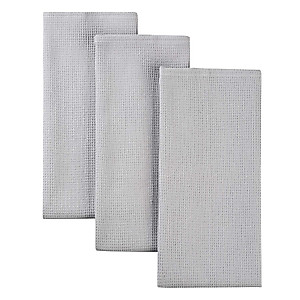 Classic Kitchen Towels, 100% Natural Cotton, The Best Tea Towels, Napkins, Absorbent and Lint-Free, Machine Washable, 16 x 24 Inch, 3 Pack Light Grey
