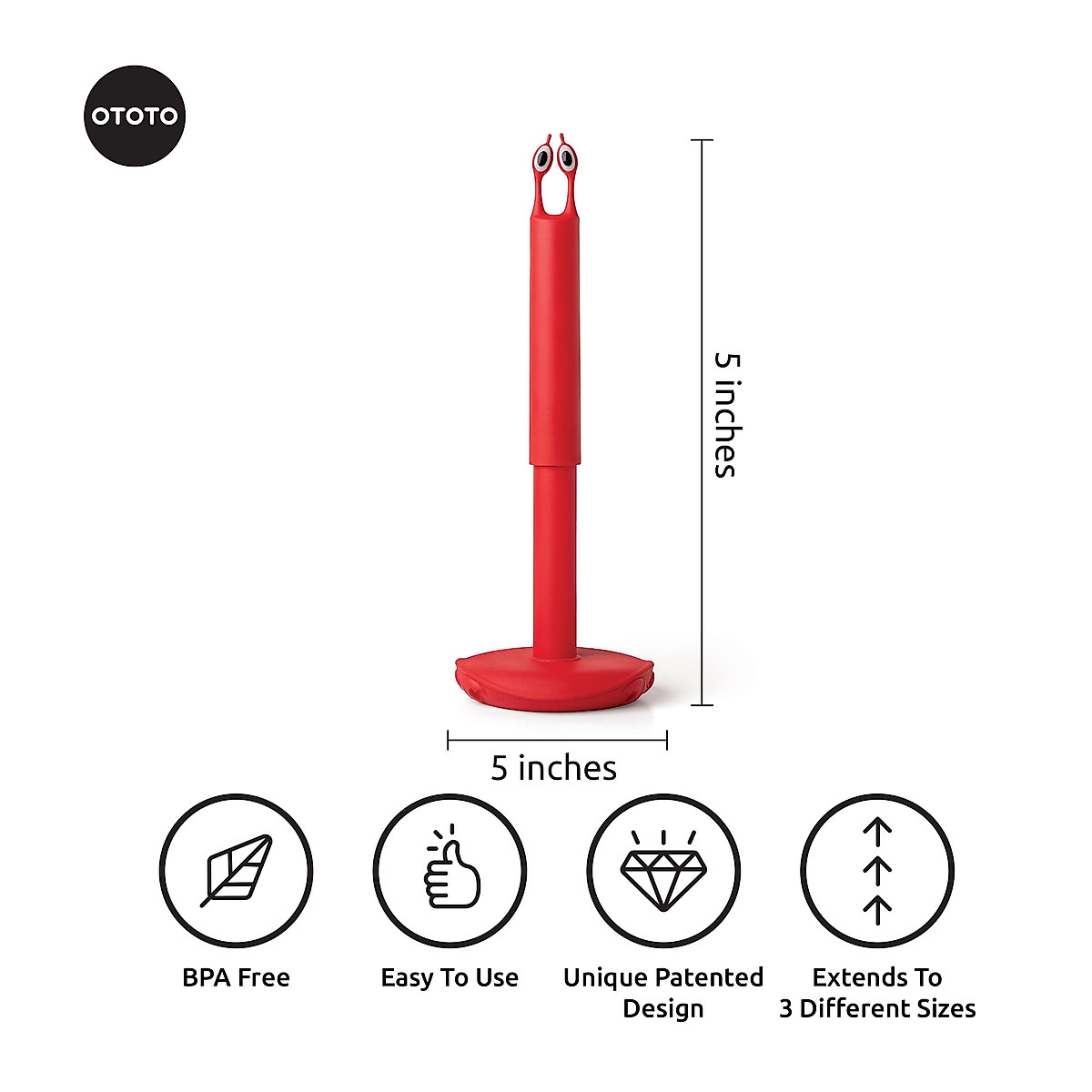 OTOTO Crab N' Roll Paper Towel Holder Countertop Paper Towel Holders - Paper Towels Holder, Paper Towel Holder Stand, Paper Towel Stand - Kitchen Paper Towels Holder, Standing Paper Towel Roll Holder