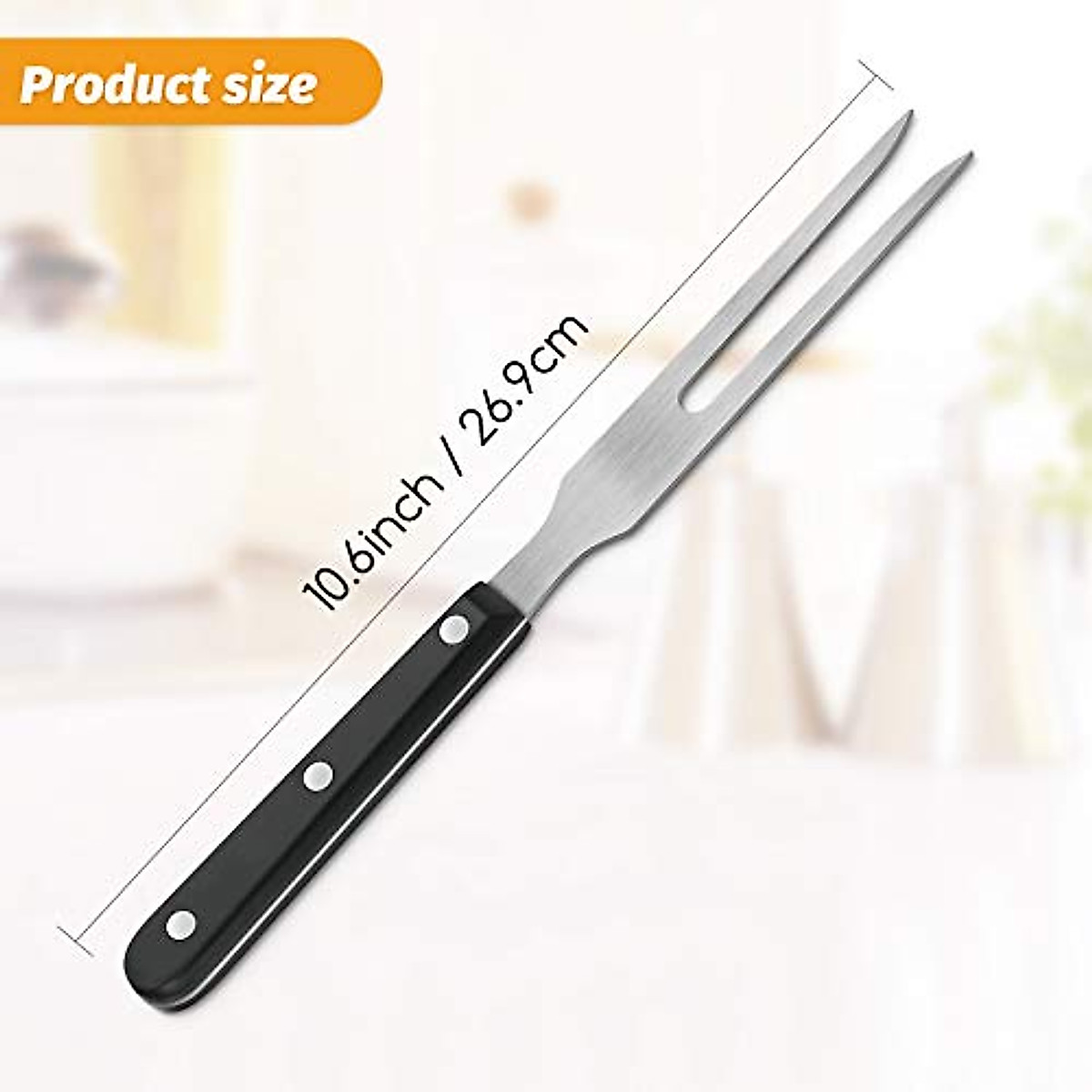 2 Pieces Carving Fork Pot Forks Stainless Steel Meat Serving Fork with Plastic Handle 10.6 Inch Serving Grill Fork Black Handle Barbecue Fork for BBQ Kitchen Turkey Roast Dinner Party Festival