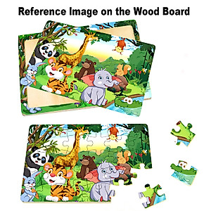 Puzzles for Kids Ages 3-5, Wooden Jigsaw Puzzles 24-30 Pieces for Toddler Children Learning Educational Puzzles 3 4 5 6 Year Toys for Boys and Girls (6 Puzzles)