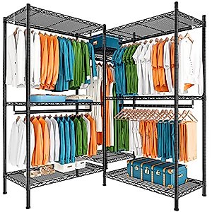Raybee Heavy Duty Clothes Rack, 825 LBS Clothes Racks for Hanging Clothes, Heavy Duty Clothing Racks for Hanging Clothes , DIY Portable Clothes Rack Wide Garment Rack Closet Rack, 74.5"W X 18"D X 77"H