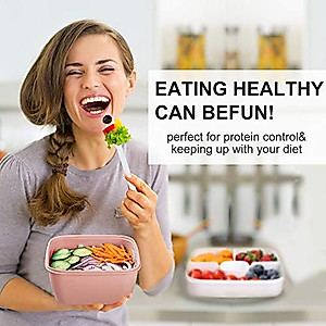 Portable Salad Lunch Container - 38 Oz Salad Bowl - 2 Compartments with Dressing Cup, Large Bento Boxes, Meal Prep to go Containers for Food Fruit Snack