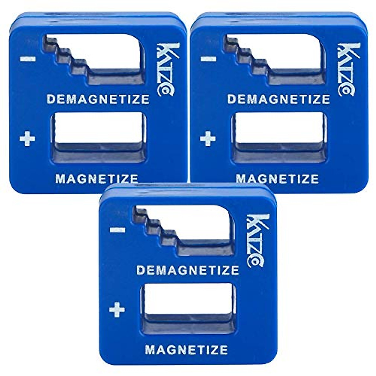 Katzco Blue Precision Magnetizer and Demagnetizer - 3 Pack - for Screwdrivers, Screws, Drill Bits, Sockets, Nuts, Bolts, Nails, Drivers, Wrenches, Tweezers, and Other Steel Tools