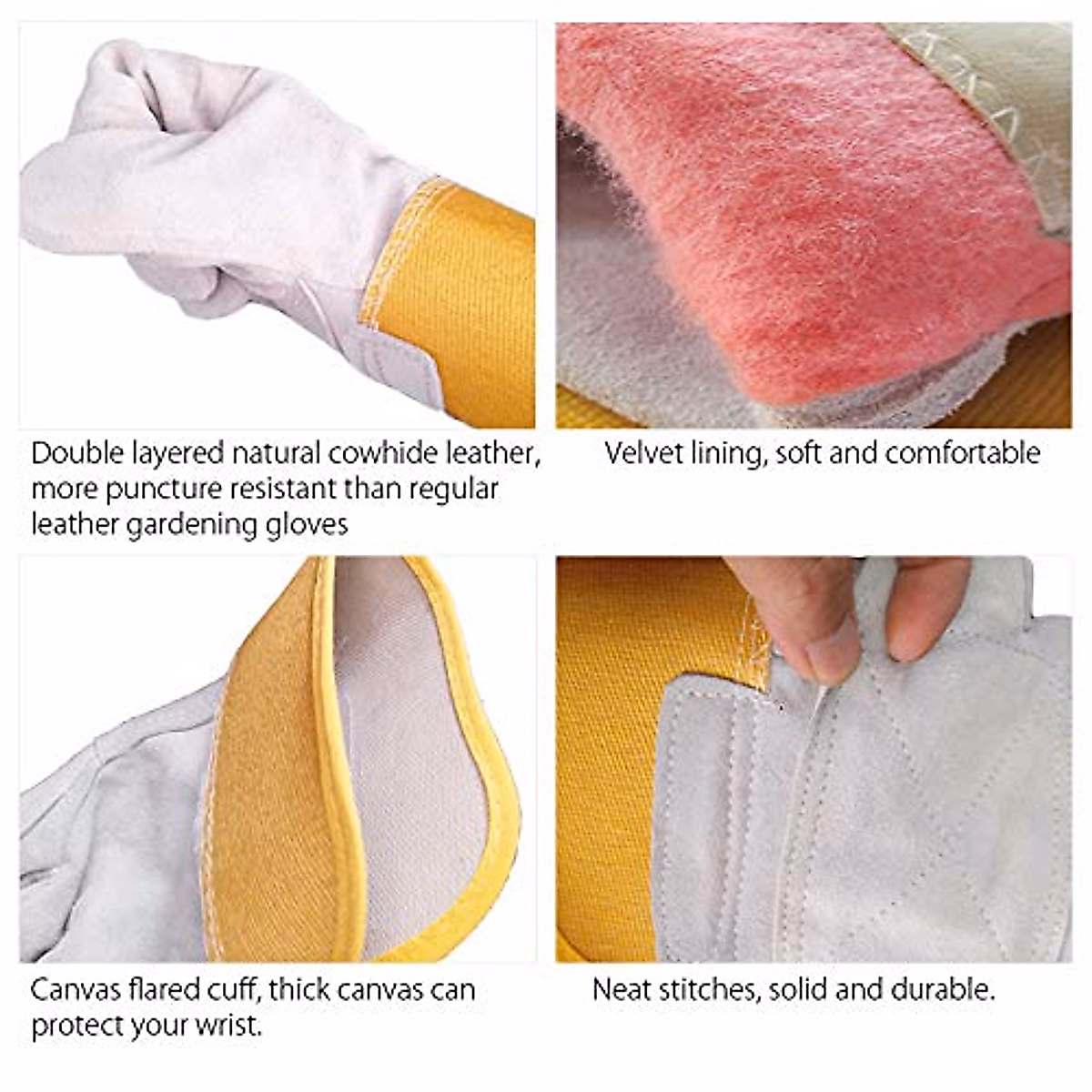 WINGOFFLY Thornproof Cowhide Leather Gardening Gloves Rose Pruning Planting Working Gloves