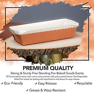 Paper Loaf Pans – 24pcs, 6.5” x 2.5”, 1.75”, 14oz – Oven, Microwave & Freezer Safe – Paper Cake Pans You Can Take From Bake to Serve – Non Stick, Disposable Molds for Runny, Thick & Dough Batter