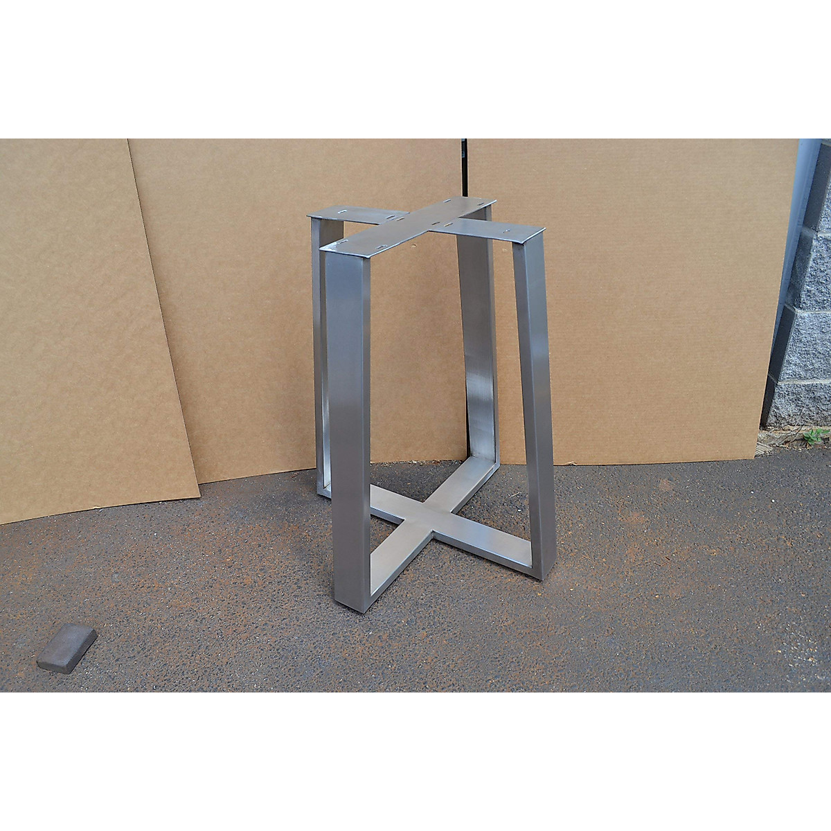 Brushed Stainless Metal Table base, Tapered Pedestal Style - Any Size and Color