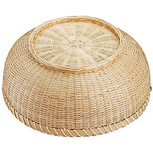 Elsjoy Set of 3 Wicker Woven Storage Basket, Bamboo Bread Basket Round Rattan Serving Basket Farmhouse Decor for Fruits, Vegetables, Potatoes, Stackable 9.6"/8"/7"