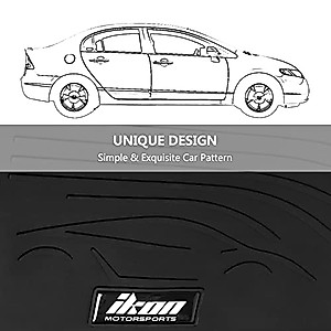 IKON MOTORSPORTS, Floor Mats Compatible With 2006-2011 Honda Civic Coupe & Sedan, Latex All Weather Easy Clean Interior Car Carpets Black Full Set 3 Pieces