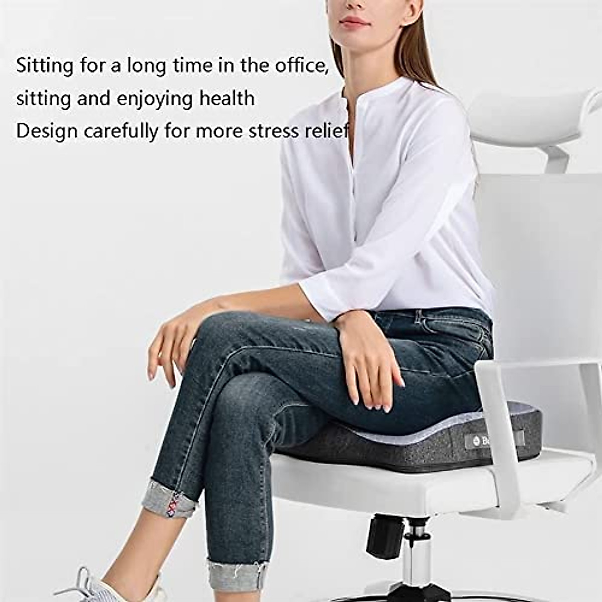 BUZZNN Memory Foam Seat Cushion for Office Chair - Office Chair Cushion, Car Seat Cushion, Ergonomic Design, Coccyx Cushion Pads for Tailbone Pain, Sciatica Relief Pillow (Color : Green)