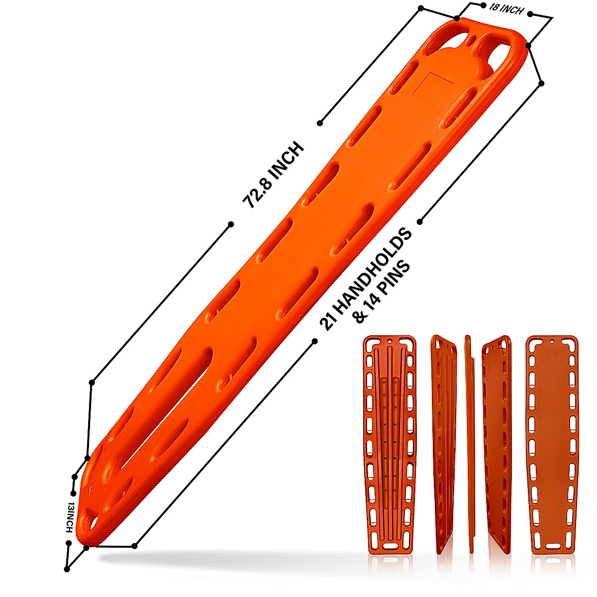 SURGICAL ONLINE First Responder EMT Backboard Spine Board Stretcher Immobilization with Head Bed and Spider Straps - Gift EMT Trauma Bag … (Orange)
