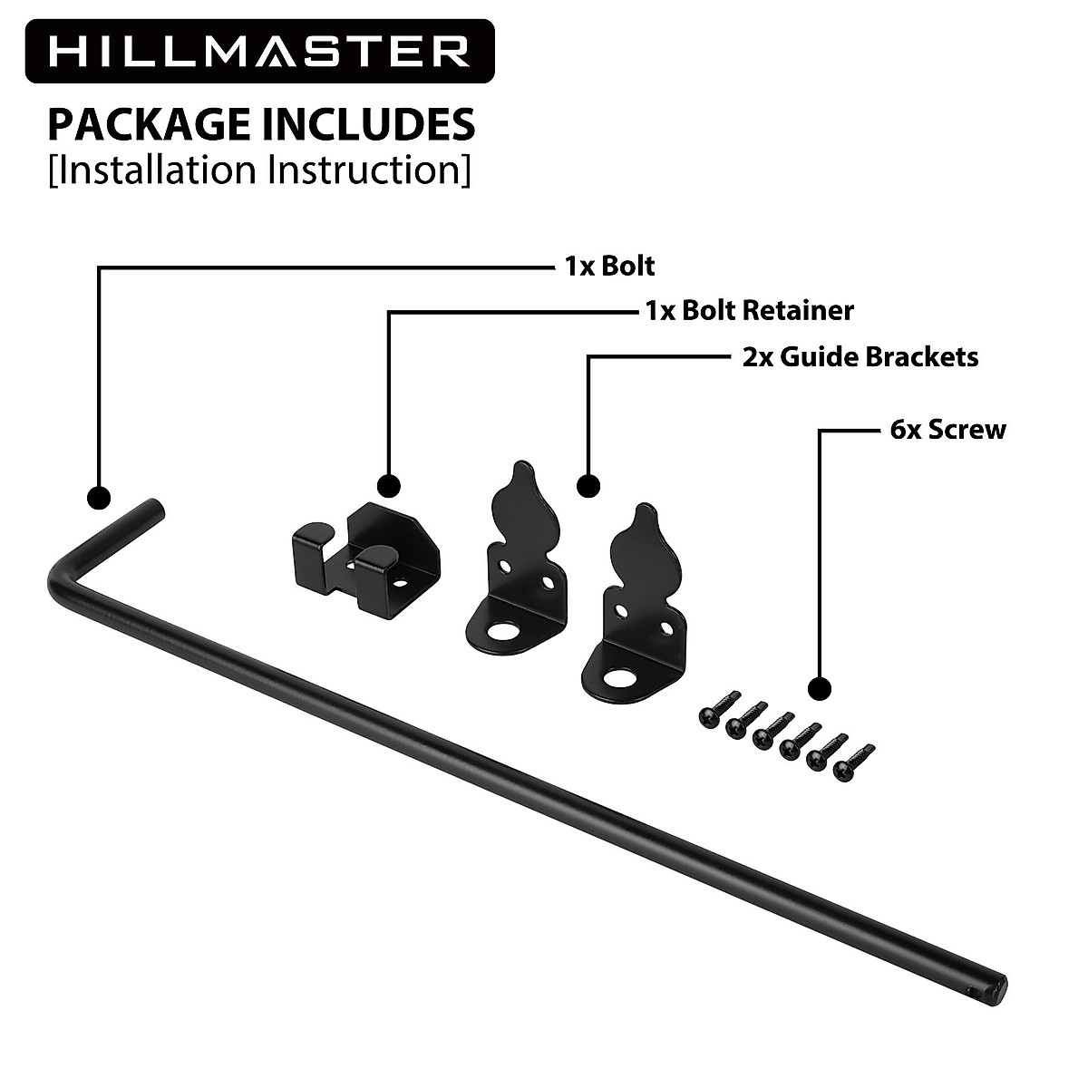 HILLMASTER 18" Heavy Duty Cane Bolt Gate Drop Rod for Wood Fence, Steel Drop Bolts Cane Bolt Hardware for Wooden Gater and Holding Doors, Black Finish