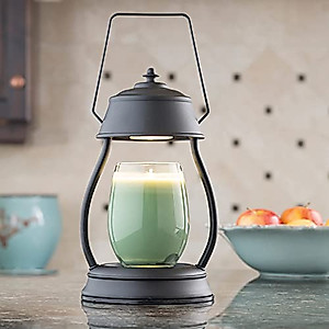CANDLE WARMERS ETC Hurricane Candle Warmer Lantern for Top-Down Candle Melting, Black