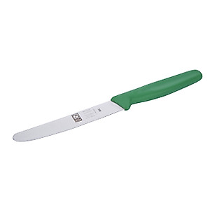 ICEL 4.25 Inch Straight Round Edge, High Carbon German Stainless Steel Razor Sharp Blade, Super Grip, Green Handle